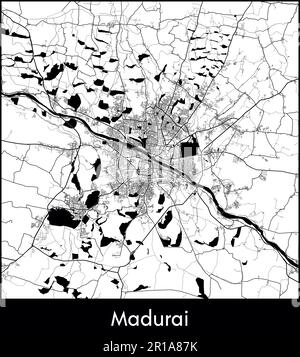 City Map Madurai India Asia vector illustration black white Stock ...