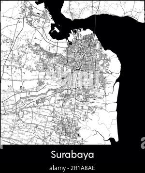 City Map Surabaya Indonesia Asia blue print round Circle vector ...