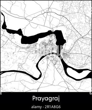 City Map Prayagraj India Asia blue print round Circle vector ...