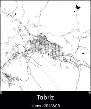 City Map Tabriz Iran Asia blue print round Circle vector illustration ...