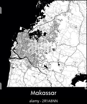 City Map Makassar Indonesia Asia vector illustration black white Stock ...