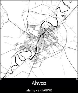 Ahvaz Iran Asia City map blue print vector illustration Stock Vector ...