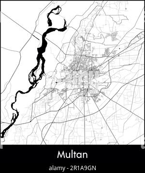 City Map Multan Pakistan Asia vector illustration black white Stock ...