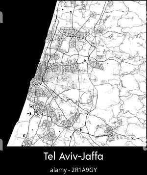 City Map Tel Aviv-Jaffa Israel Asia vector illustration black white ...