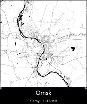Minimal city map of Omsk (Russia Asia)Minimal city map of Omsk (Russia ...