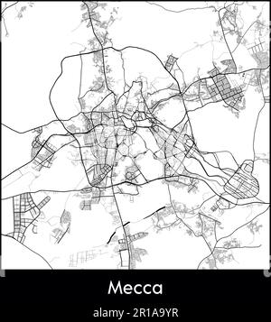 Minimal city map of Mecca (Saudi ArabiaMinimal city map of Mecca (Saudi ...