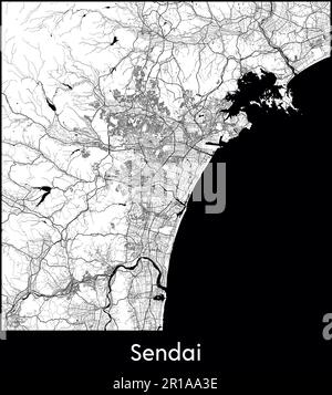 Minimal city map of Sendai (Japan Asia)Minimal city map of Sendai ...