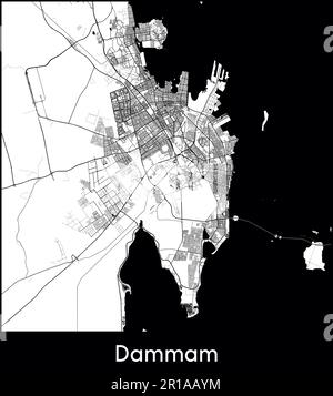 Dammam Saudi Arabia Asia City map blue print vector illustration Stock ...