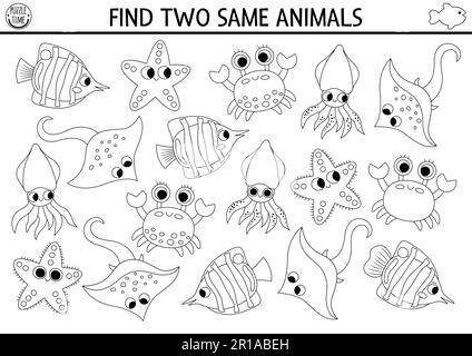 Find two same water animals. Under the sea matching activity for ...