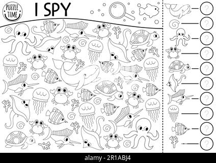 Under the sea I spy game for kids. Searching and counting activity with ...