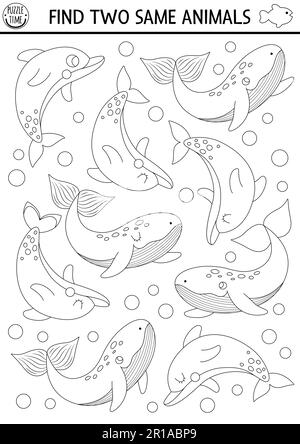 Matching game for kids with sea animals. Learning geometric shapes ...