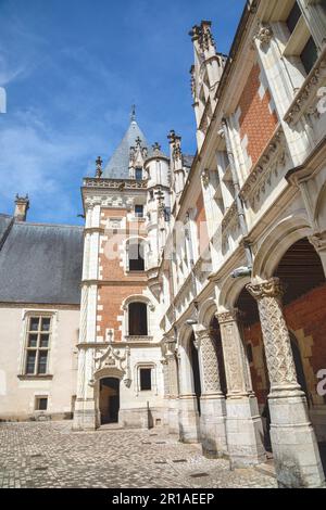 Courtyard of the Royal Castle of Blois with gothic style part of Louis ...