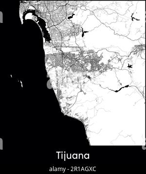 City Map Tijuana Mexico North America vector illustration Stock Vector ...