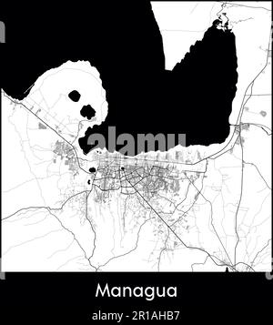 Minimal city map of Managua (Nicaragua North America Stock Vector Image ...