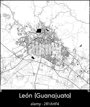 Minimal city map of Leon (Guanajuato) (Mexico North America Stock ...