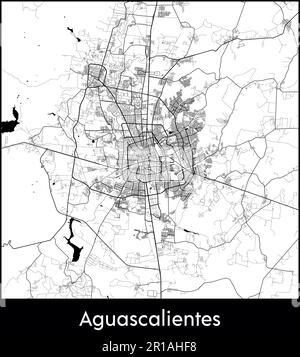City Map Aguascalientes Mexico North America vector illustration black ...