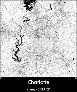 City road map of Charlotte, North Carolina, USA Stock Vector Image ...