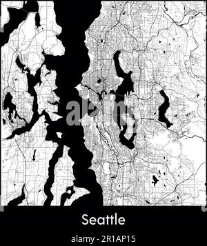 Minimal city map of Seattle (United States North America Stock Vector ...