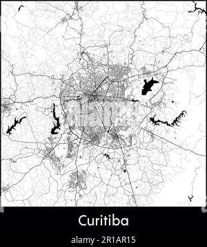 Minimal city map of Curitiba (Brazil South America Stock Vector Image ...