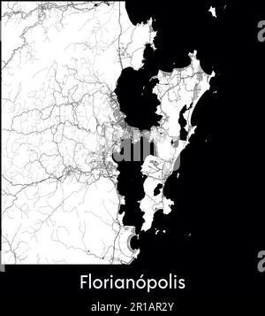 Minimal city map of Florianopolis (Brazil South America Stock Vector ...