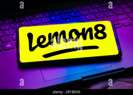 In this photo illustration, the Lemon8 logo is displayed on a ...