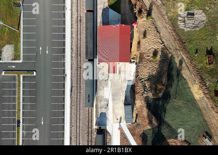 An aerial view of Clarence Station prior to a press conference ...