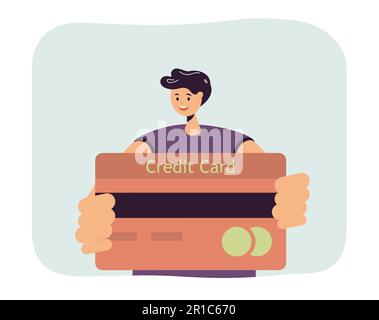 Young man holding credit card Stock Vector Image & Art - Alamy