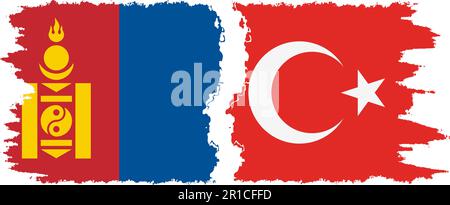 Mongolia and Turkey grunge flags connection, vector Stock Vector Image ...