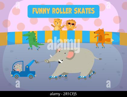 Cute crocodile roller skating cartoon illustration Stock Vector Image ...