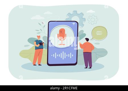 Cartoon people using function of voice assistant Stock Vector Image ...