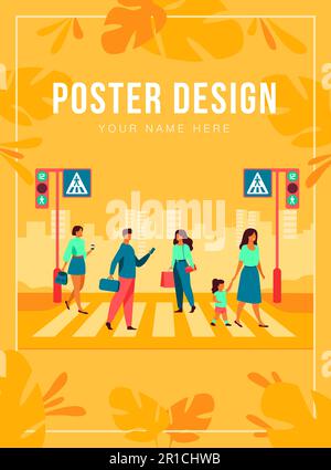 Cartoon pedestrians walking through crosswalk Stock Vector Image & Art ...