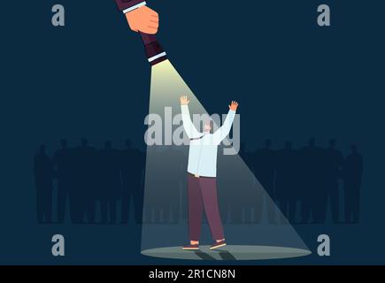 Happy man standing under spotlight Stock Vector Image & Art - Alamy