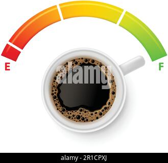 Coffee fuel. Espresso cup full of power, full energy level and gas ...