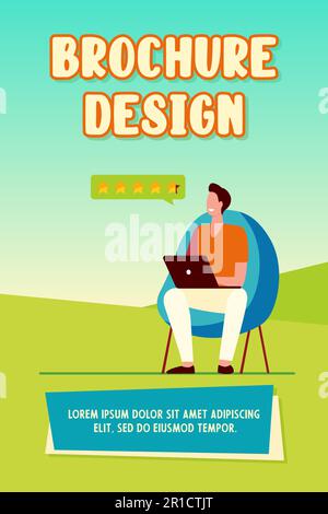 Man giving assessment in internet store. Customer support. Five Star Feedback. Vector stock ...