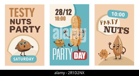 Funny nuts characters poster template Stock Vector Image & Art - Alamy