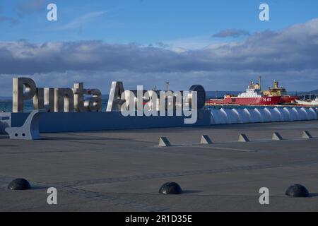 Waterfront along the Straight of Magellan in Punta Arenas, southern ...