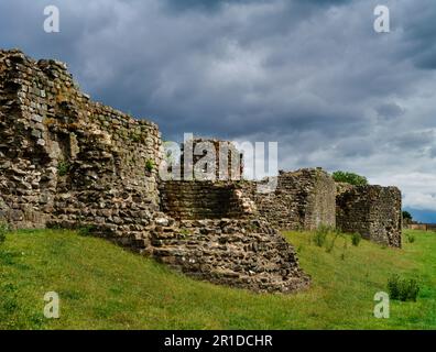View W of polygonal bastions along the C4thAD S wall of Caerwent Roman ...