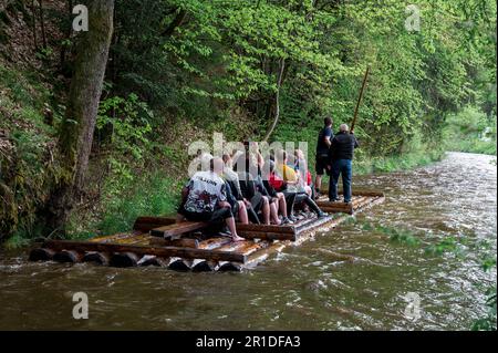 Wallenfels, Germany. 13th May, 2023. Rafting arrives at the dock where ...