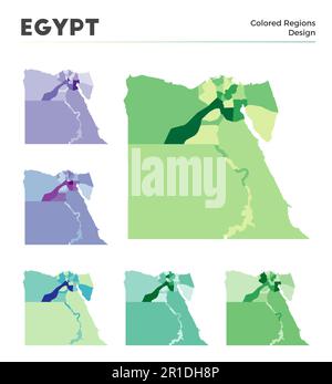 Isolated colored map of Egypt with borders of the regions Stock Vector ...