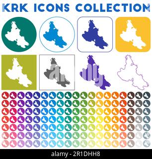 Krk icon. Trendy tech logo of the island. Geometric mesh round design ...
