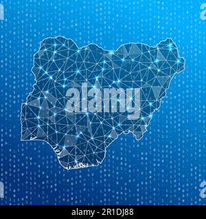 Nigeria - communication network map of country. Nigeria trendy ...