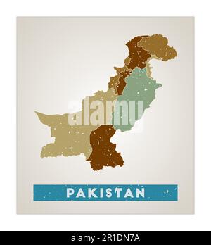 Pakistan map. Country poster with regions. Shape of Pakistan with ...