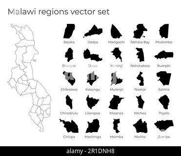 Malawi map collection. Borders of Malawi for your infographic. Colored ...