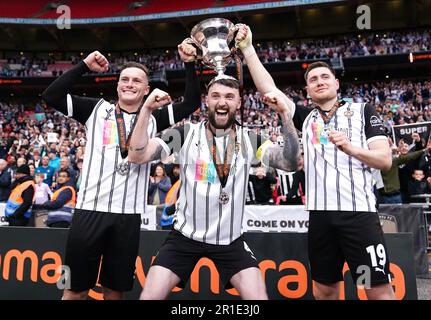 Notts County's Macaulay Langstaff (left) and Cedwyn Scott celebrate ...