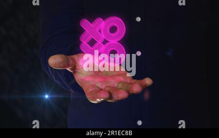 XOXO romantic love greeting and kiss digital cyber style symbol digital ...