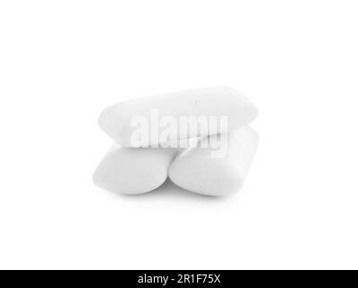 Three chewing gum pieces on white background Stock Photo - Alamy