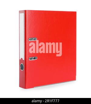 One red office folder isolated on white Stock Photo - Alamy