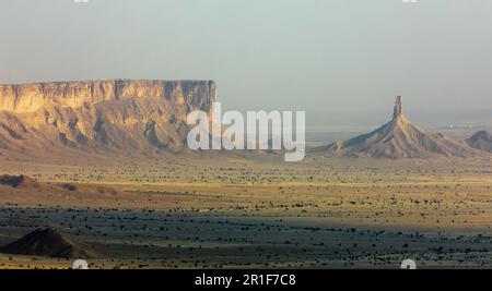 The Jabal Tuwaiq Mountains, with arid desert below, landscape panorama ...