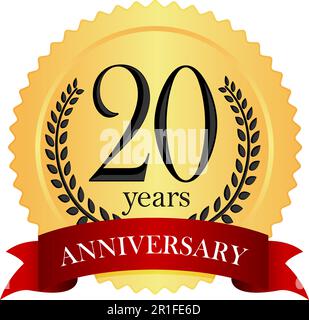 Golden anniversary medal icon | 20th anniversary Stock Vector Image ...