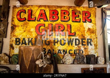 Antique Clabber Girl Baking Powder sign at the Turquoise Mining Museum ...
